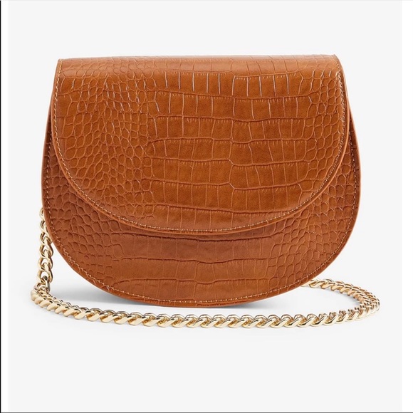Express | Bags | Express Croc Embossed Faux Leather Saddle Crossbody ...